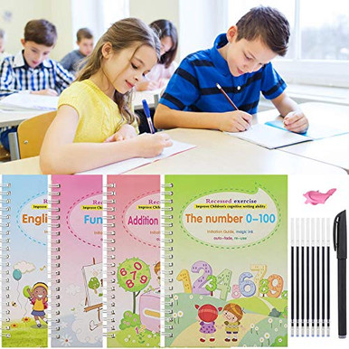 4Pcs Calligraphy Copybook Books Reusable Copybook with Magical Pen ...
