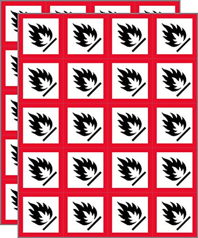 GHS Flammable Flame Fire Burning Hazard Pictogram I Make Decals 1 inch ...