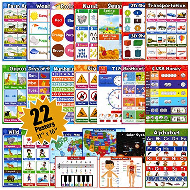 Large Educational Preschool Posters for Kids Toddlers Laminated Early ...