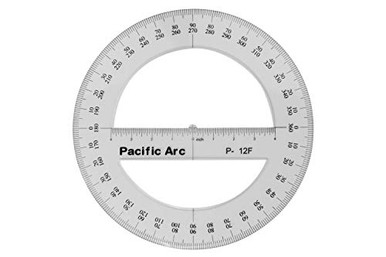 Pacific Arcs 12 Inch 360 Degree Plastic Circular Protractor Clear ...