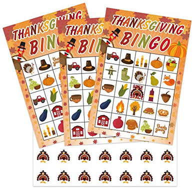 Hohomark Thanksgiving Game Thanksgiving Bingo Cards 26 Players Autumn ...