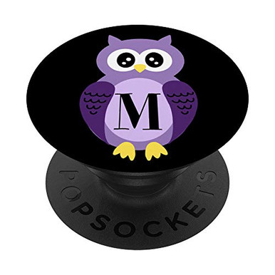 Cute Kawaii Purple Owl Lover for Girls over Black Letter M PopSockets ...