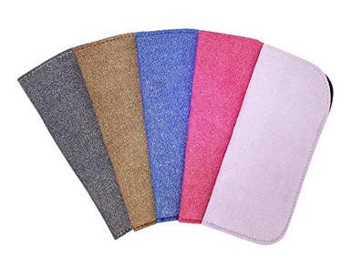 5 Pack Eyeglass Slip Cases For Women - Sparkling Faux Suede In Assorted ...