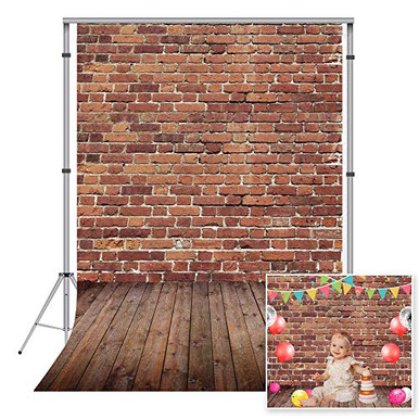 Miktwe 5X7ft Polyester Vintage Brick Wall Backdrop Wood Floor ...