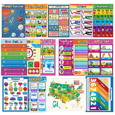 JYHF 15 Pcs Educational Posters for Kids Early Learning Poster for ...