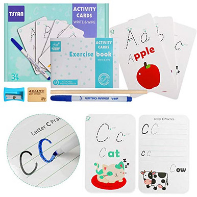 TSYAN Dry Erase Alphabet and Number Flash Cards ABC Letters Sight Words ...