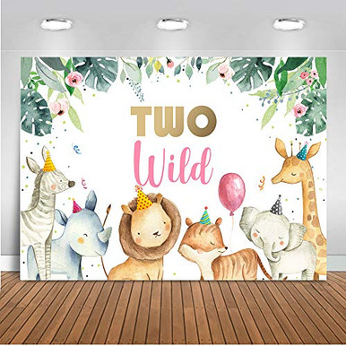 Mocsicka Two Wild Backdrop 7x5ft Jungle Safari Wild Two Birthday Photo ...