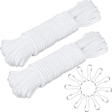 Tatuo 2 Pieces 50 Feet Flag Pole Halyard Rope 14 Inches with 12 Pieces ...