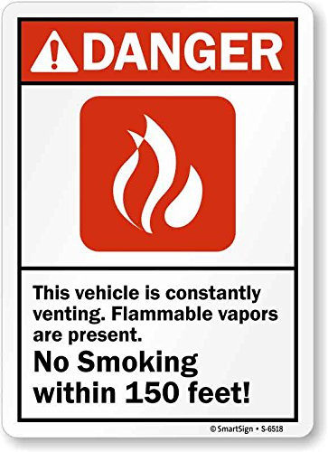 SmartSign S-6518-PL-14Danger No Smoking Within 150 Feet Plastic Sign ...