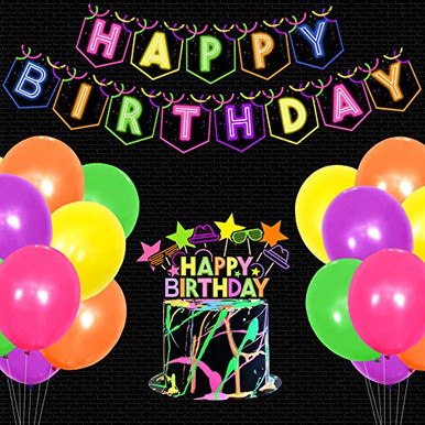 Glow Birthday Party Decoration Set Glow In The Dark Happy Birthday ...