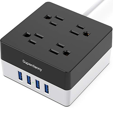 USB Power Strip Surge Protector - SUPERDANNY 5ft Desktop Extension Cord ...