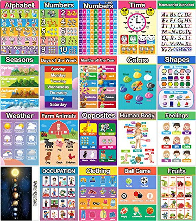 20 Large Educational Posters for Kids Toddlers - Early Learning Charts ...