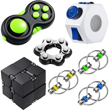 7 Pieces Handheld Fidget Toy Set Including Six Roller Chain Fidget Key ...