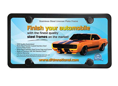 Matte Black 4 Hole Anti-Theft Stainless-Steel License Plate Frame USA ...