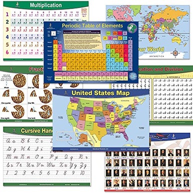 Brainymats Educational Placemats for Kids Learning Set 0f 8 US ...