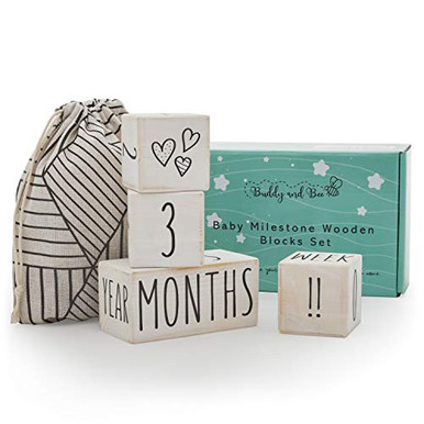 Wooden Milestone Blocks for Baby Boy and Girl - Gender Neutral Daily ...