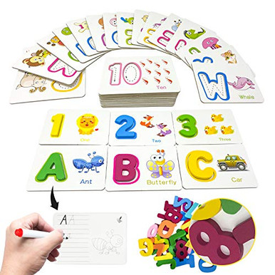 Alphabet Flash Cards Games with Wooden Number ABC Letters for Toddlers ...