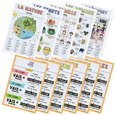 French Verbs and Beginner Vocabulary Classroom Variety Posters Set of ...