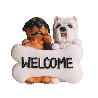 JHP 5_5 Inch Welcome Dog Statue Puppy Garden Statue Home Decor Cute ...