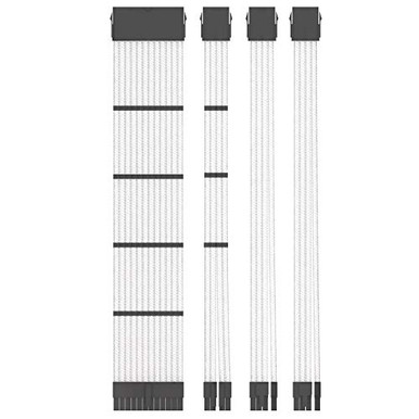 COOCAT CC-CIC-04 Custom Mod White Sleeved PSU Cable Braided 18AWG ATX ...