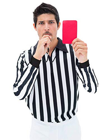 ChinFun Mens Official Black and White Stripe Referee Pro Ref Uniform ...