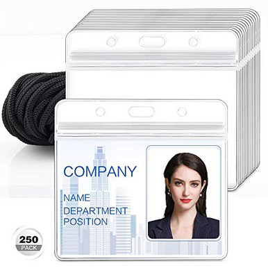 My-pleasure 250 Pack 2x3 Horizontal ID Card Badge Holder with Black ...