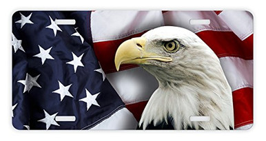 ThisWear Eagle License Plate Bald Eagle Patriotic USA Flag License ...