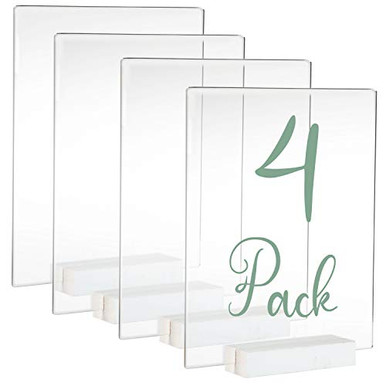 Acrylic Sign Holders with White Wood Stands 4 Pack - 8x10 Inch Blank ...