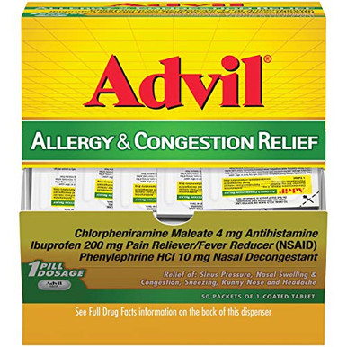 Advil allergy and Congestion Relief 50Count Packets Antihistamine 200mg ...