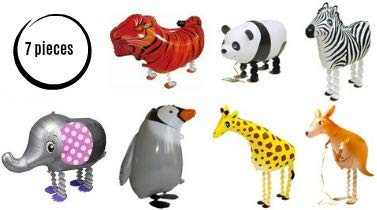 Pet Animal Balloons for Kids 7-Pack Zoo Helium Floating Walking Balloon ...