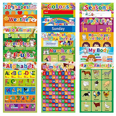 16Pack Laminated Educational Posters for Preschool Kids Toddlers ...