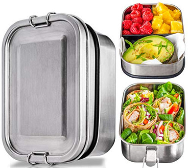 Stainless Steel Bento Box Set 2-Leak-Proof-Layer Silicone-Sealed Bento ...