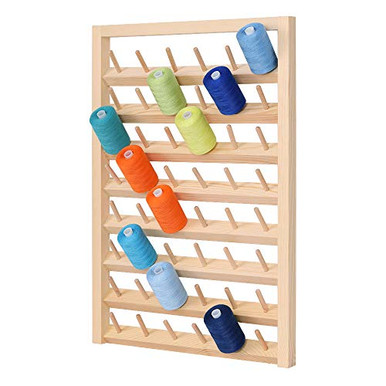 48-Spool Thread Rack Wooden Thread Holder Sewing Organizer Collapsible ...