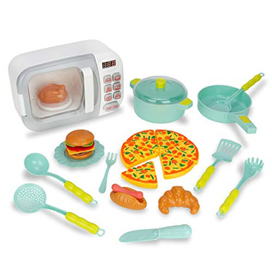 Boley Toy Microwave Playset - 26 Pc Light and Sound Oven w Play Kitchen ...