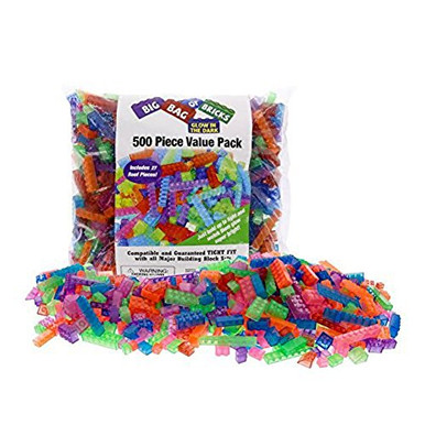 Building Bricks - 500 Pc Big Bag of Bricks Bulk Glow in The Dark and ...