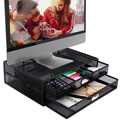 Tersework Monitor Stand Riser-Metal Mesh Computer Monitor Stand with ...