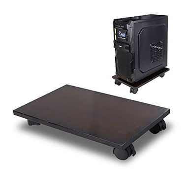 Mobile CPU Stand with 4 Rolling Wheels Bamboo PC Case Rack CPU Case ...