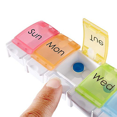 PrimeMed Push_Button Pill Organizer _ One Week Color Coded Medication ...