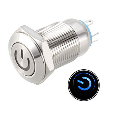 uxcell Latching Metal Push Button Switch Flat Head 12mm Mounting Dia ...