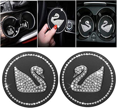 choolo Bling Car Coasters of Swan Pattern Rhinestone Inlay_ and Perfect ...