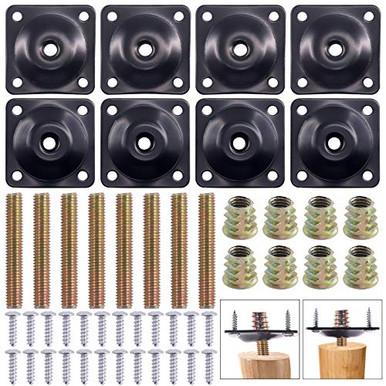 Hilitchi 8 Sets Furniture Leg Mounting Plates with Hanger Bolts Screws ...