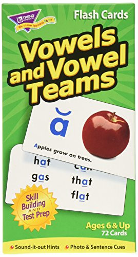 Trend Enterprises T53008 Vowels and Vowel Teams Flash Cards (Pack of 72 ...