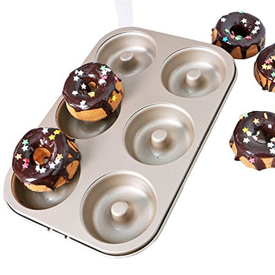 MZCH 6-Cavity Non-stick Donut Pan, Heavy-duty Carbon Steel Mini Donut ...