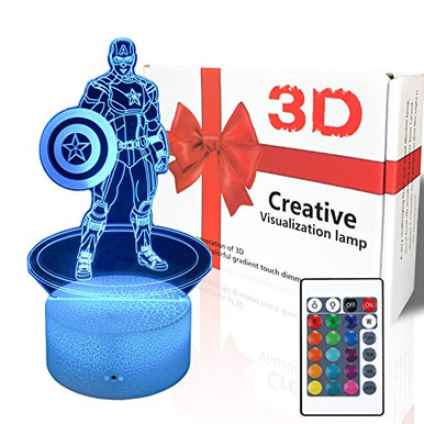 3D Illusion Captain America Night Lights for Kids 16 Colors plus 7 ...