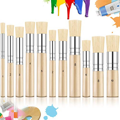 11 Pieces Wooden Stencil Brushes Natural Painting Brush Bristle Wooden ...