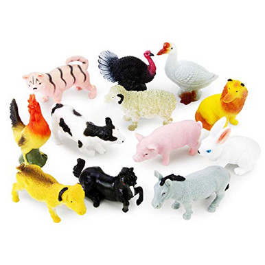 Boley Stretchy Farm Animals for Toddlers _ 12 Pc Soft Plastic Farm ...
