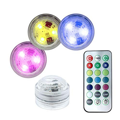 LitezAll Submersible Tea Lights 4 Pack _ Remote Controlled Color ...