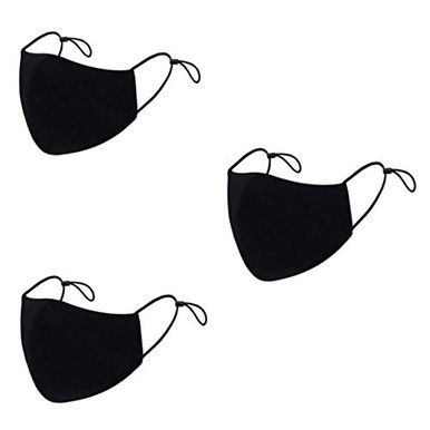 Black Adult Cloth Face Protective Shields 3_Ply Adjustable Reusable ...