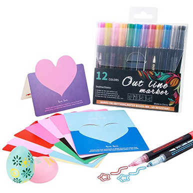 Unique Double Outline Markers_ ANNCARY 12 Colors Self Outline Pen and 8 ...