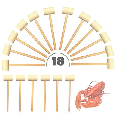 Hard Wooden Crab Mallet Lobster Hammer_ 18 PCS Solid Natural Hardwood ...